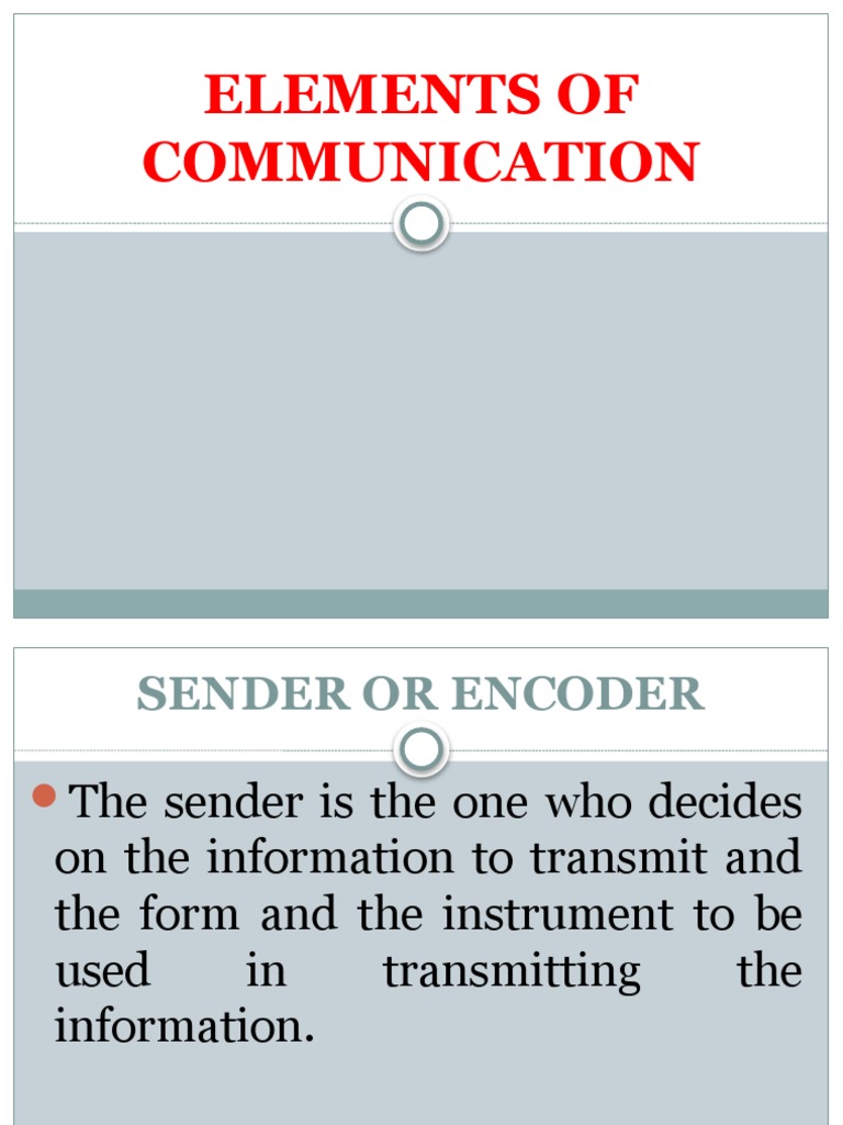 3.1 Elements of Communication | PDF