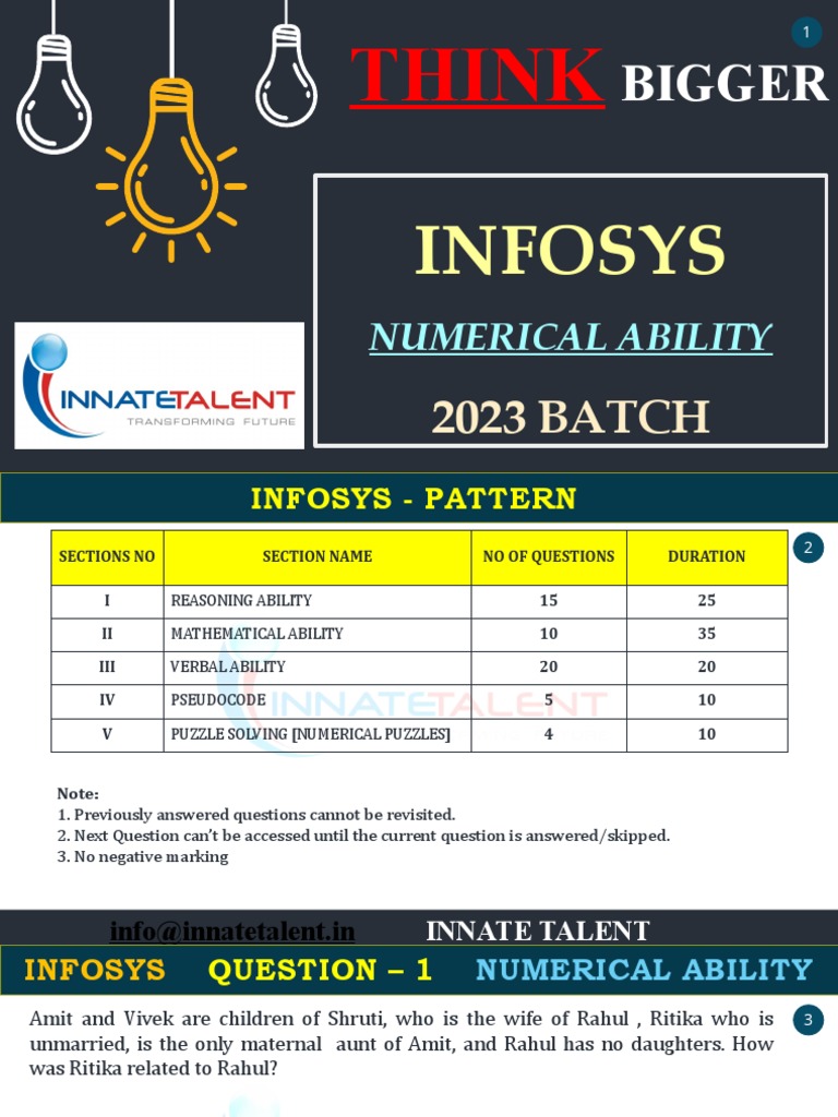 Infosys - Numerical Ability - Quants | PDF | Mathematics