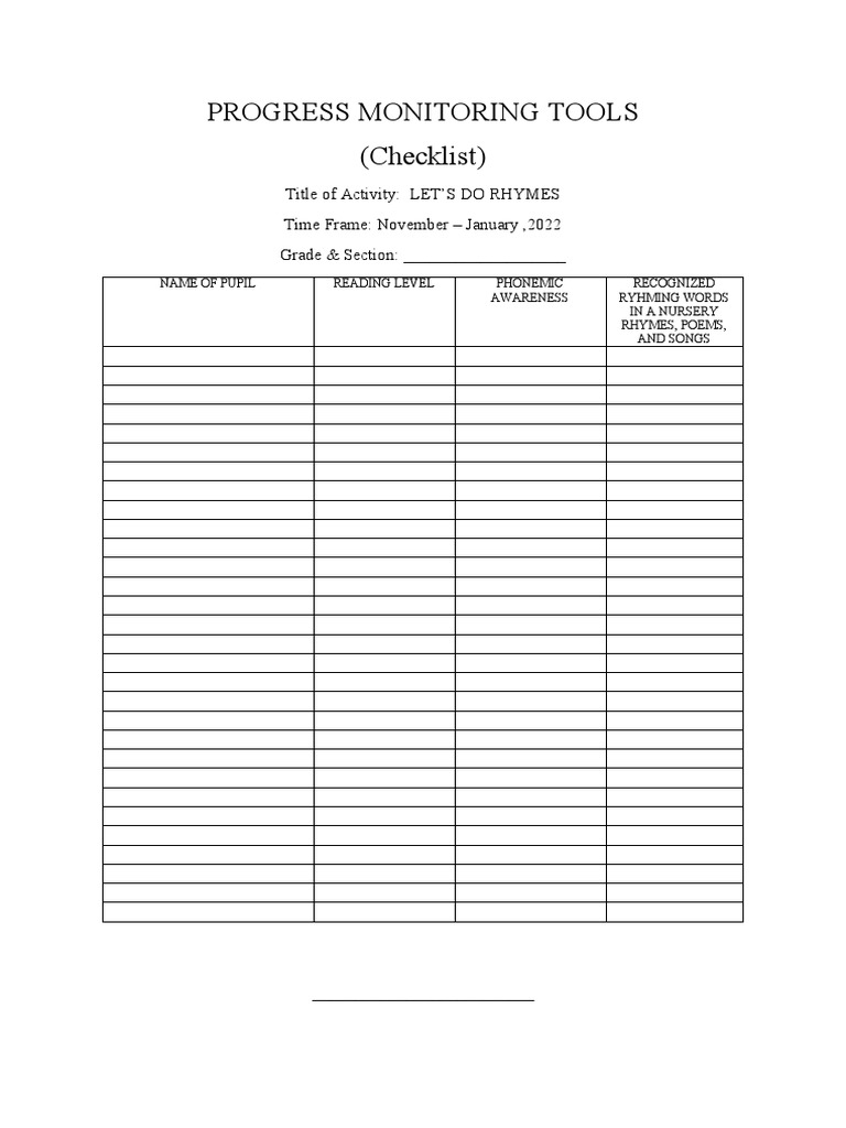 PROGRESS-MONITORING-TOOLS (Filipino) | PDF | Syllable | Rhyme