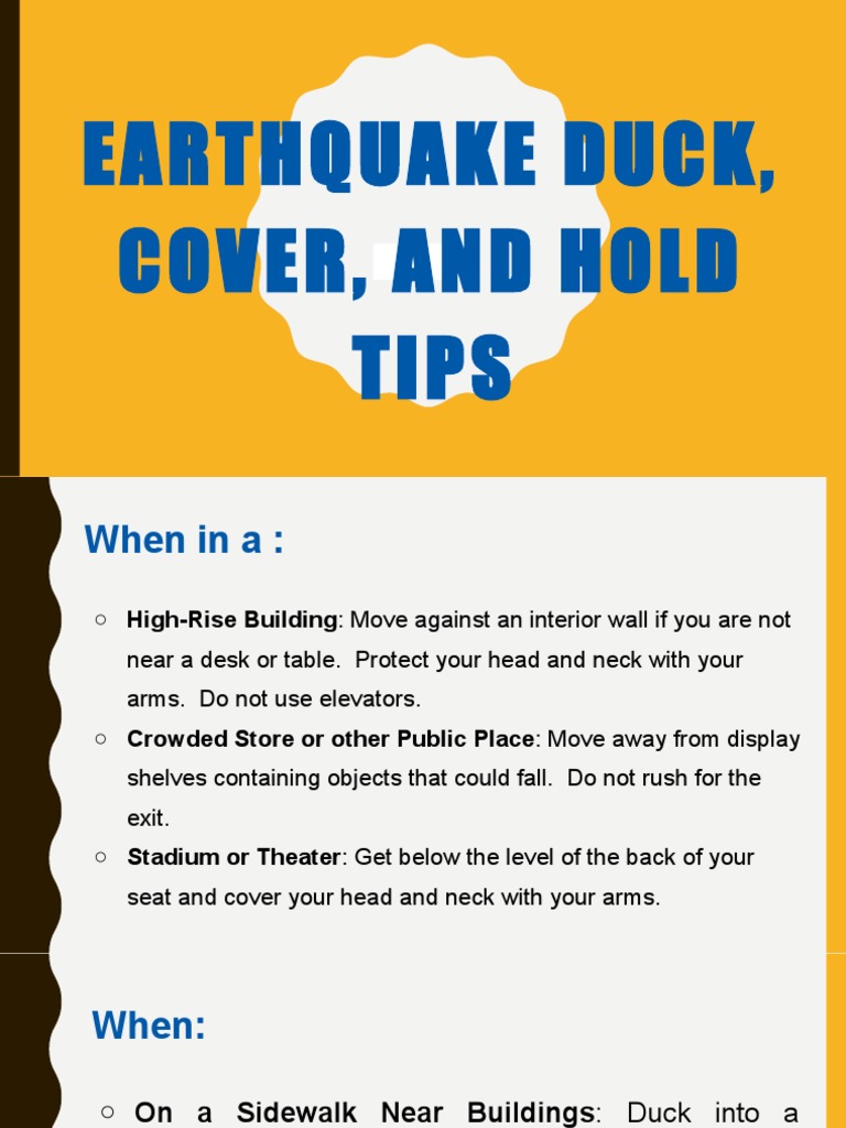 Earthquake Duck, Cover, and Hold Tips | PDF