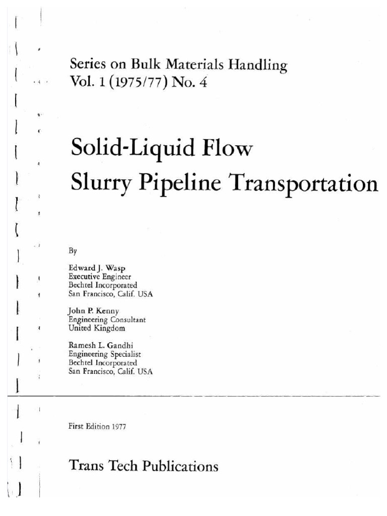 Solid Liquid Flow Slurry Pipeline Transportation | PDF