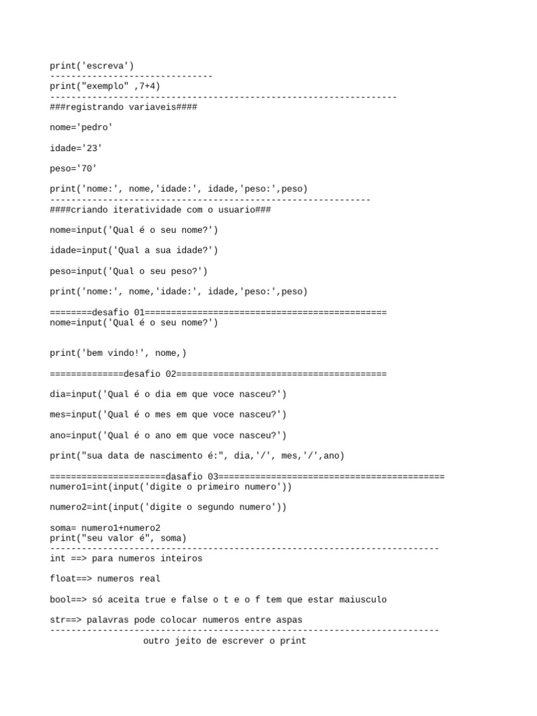 Apostila Basico Python | Download grátis PDF | Objetos matemáticos ...