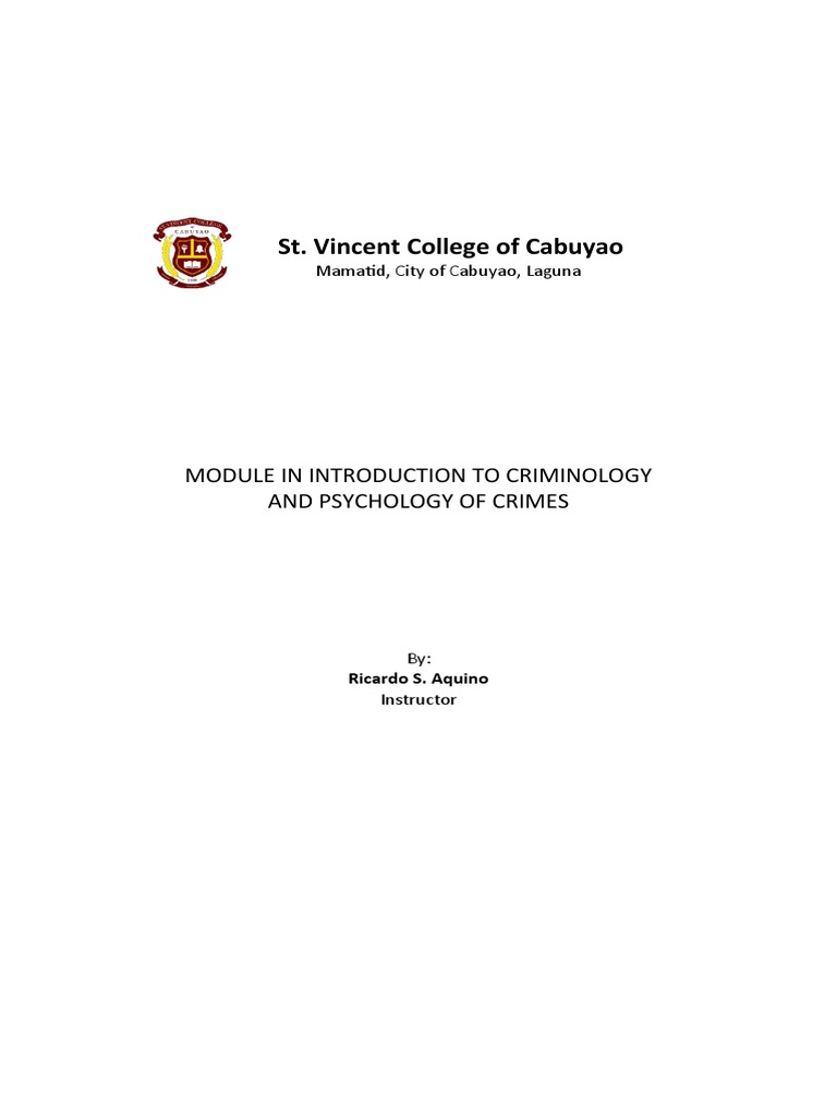 Module in Intro To Crim | PDF | Criminology | Crimes