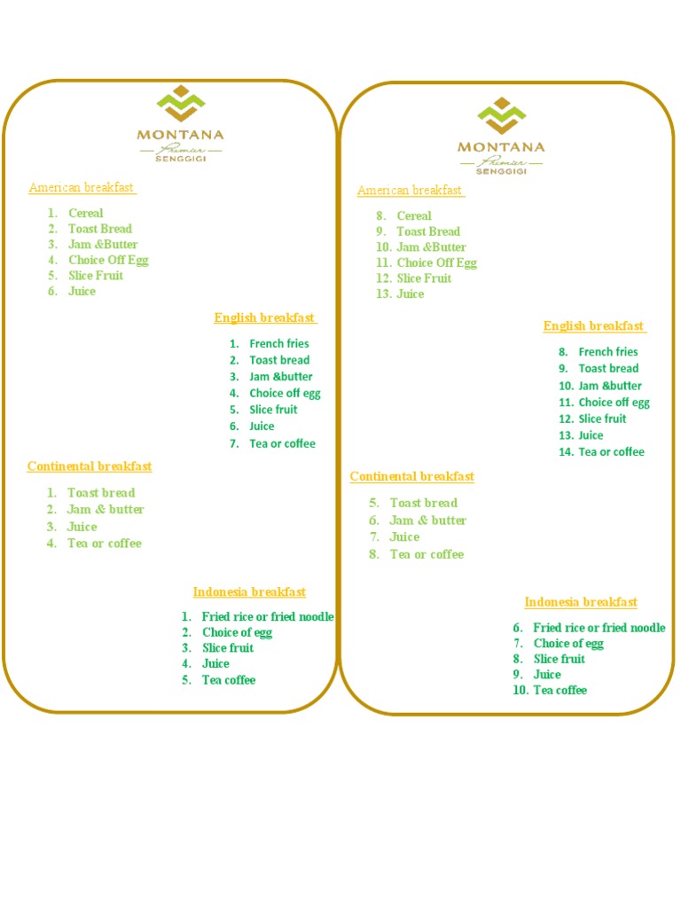 Ala Carte Menu Breakfast | PDF | Regional & Ethnic Food | Asian Cuisine