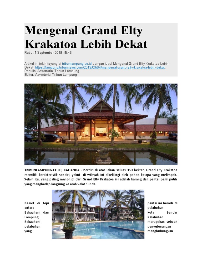 Mengenal Grand Elty Krakatoa Lebih Dekat | PDF