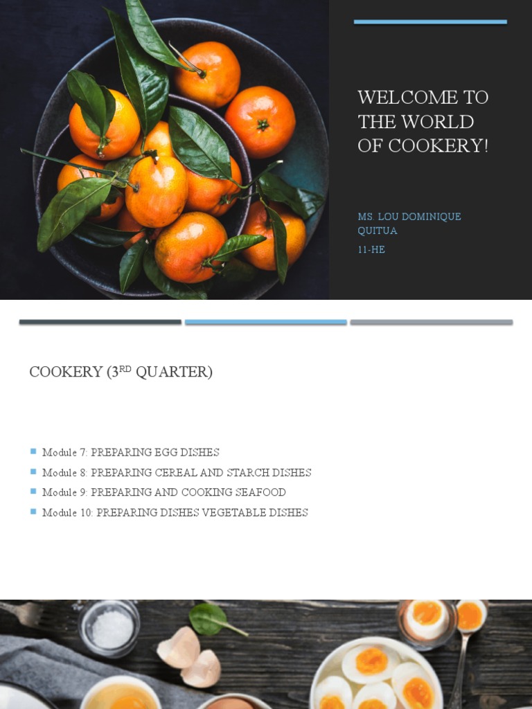 11-HE Cookery Week 1 | PDF | Egg As Food | Cooking