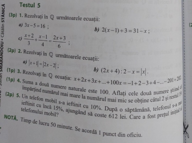 Test Mate Clasa 6 | PDF