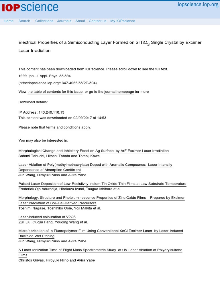1999, Tokyo, JJAP - Electrical Properties of A Semiconducting Layer ...