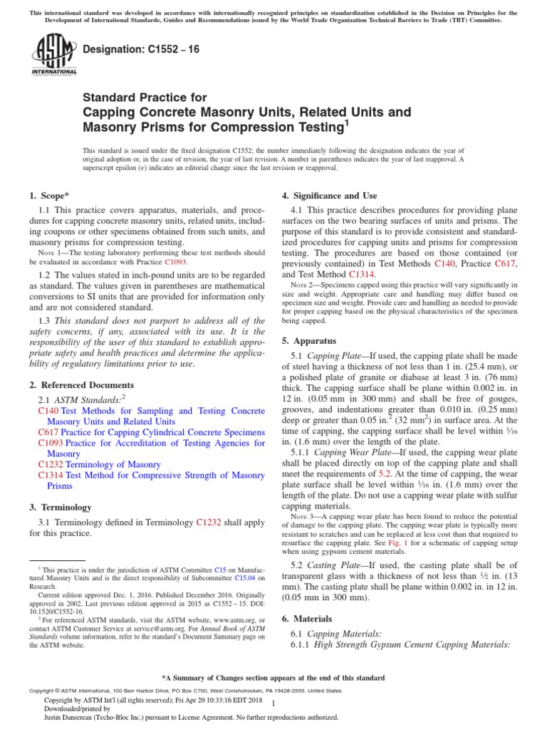 ASTM C1552 Capping Concrete Masonry Units, Related Units and Masonry ...