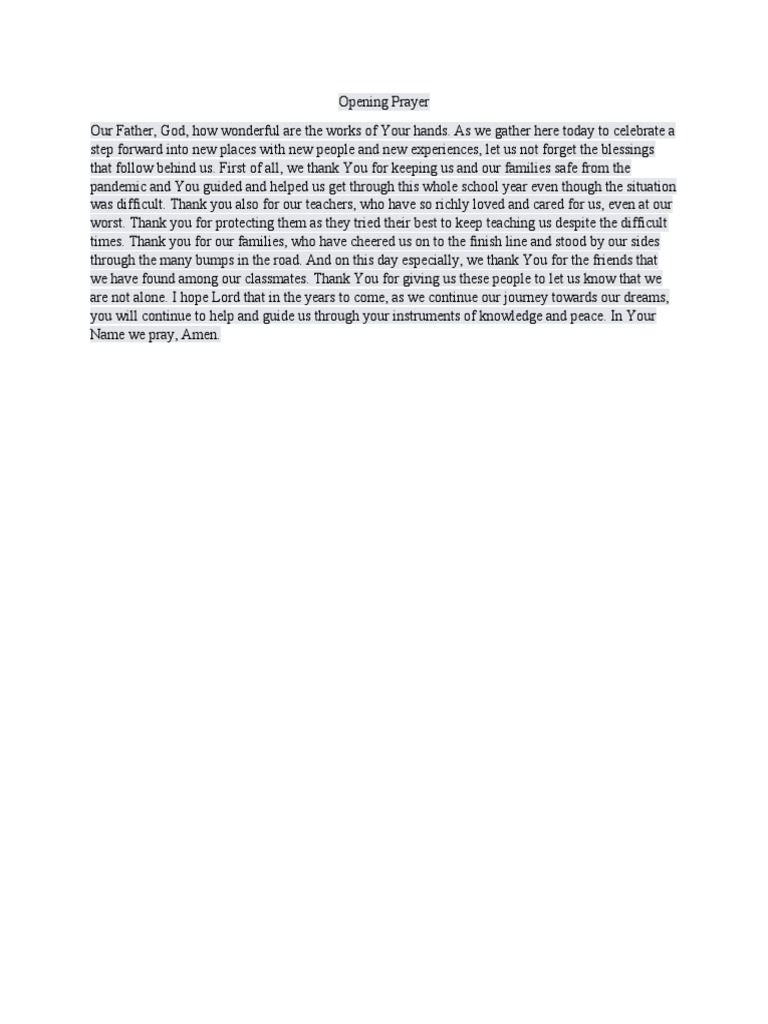 Opening Prayer | PDF | Religion & Spirituality