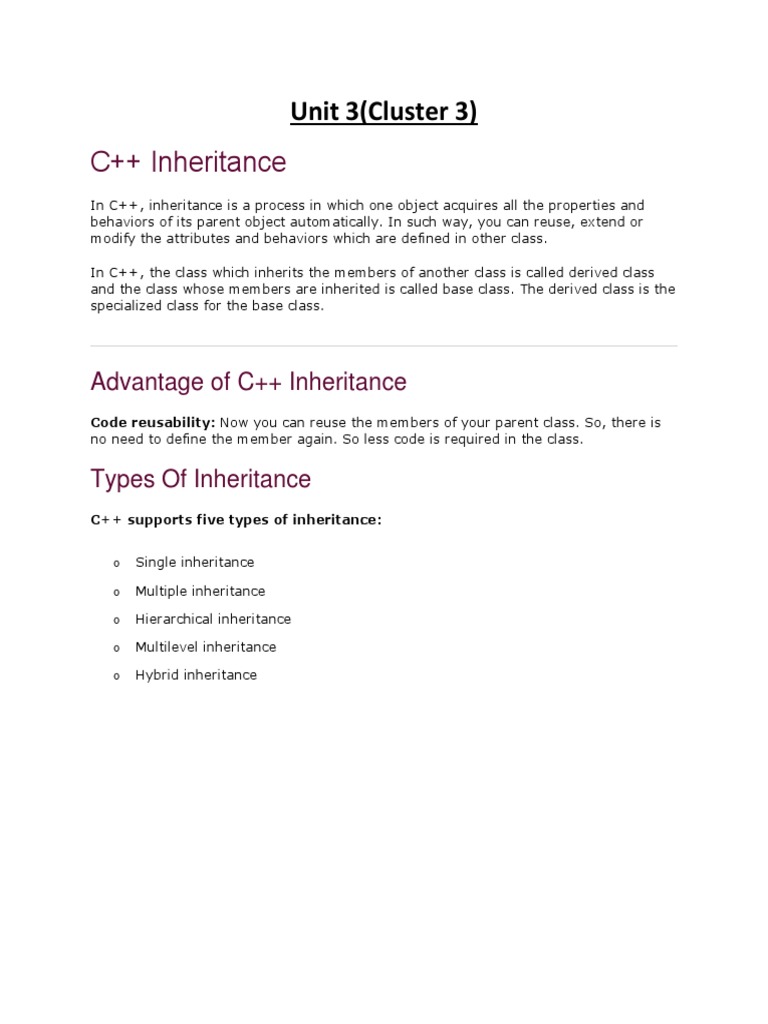 Cluster 3 Pdf Inheritance Object Oriented Programming Class Computer Programming 2752