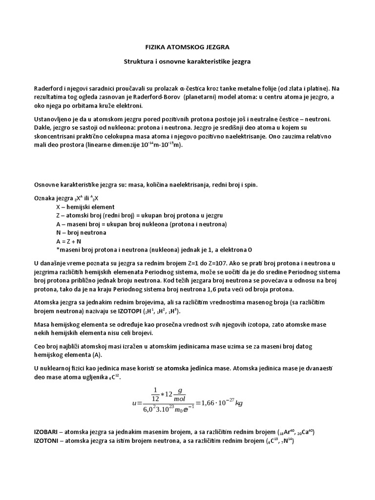 Fizika Atomskog Jezgra | PDF
