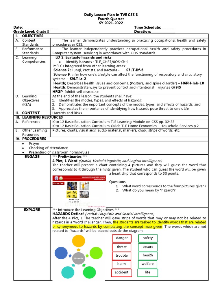 JMP 5Es-Lesson-Plan-TVE. Cssdocx | PDF | Hazards | Human Factors And ...