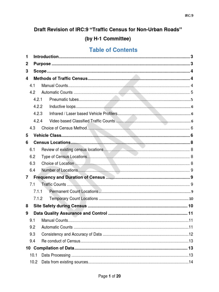 Draft 2nd Revision of IRC-9 - Traffic Census For Non-Urban Roads ...