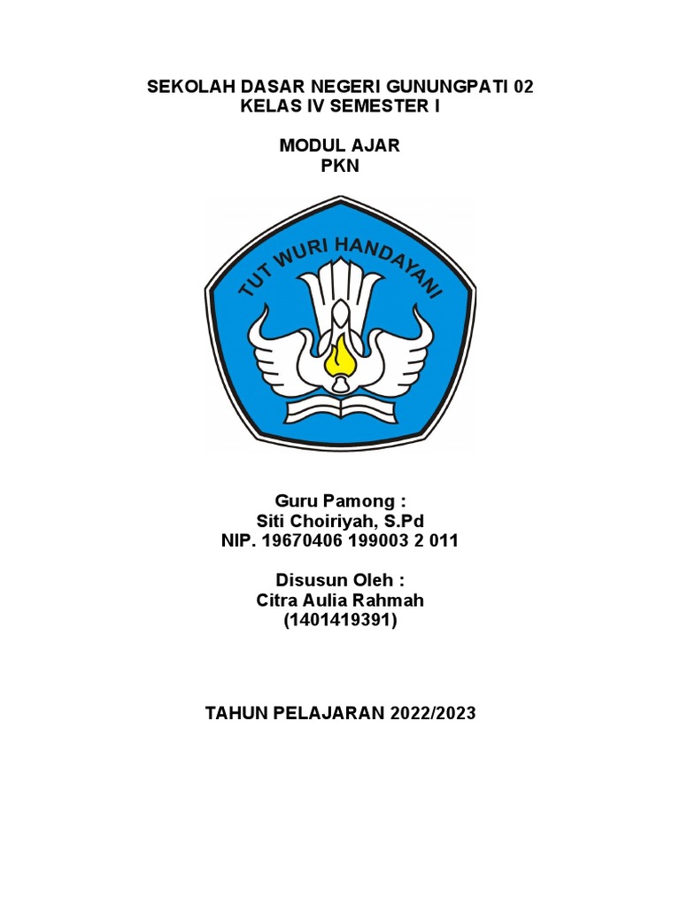 Sekolah Dasar Negeri Gunungpati 02 Kelas Iv Semester I Modul Ajar PKN | PDF | Karier & Perkembangan