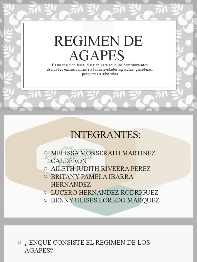 Regimen de Agapes 2 | PDF | Agricultura | Impuesto sobre la renta