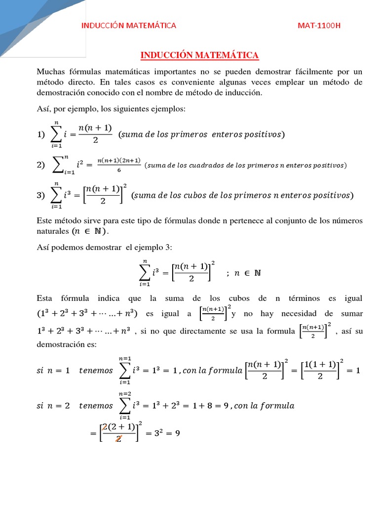 Inducción Matemática | PDF | Número natural | Prueba matemática