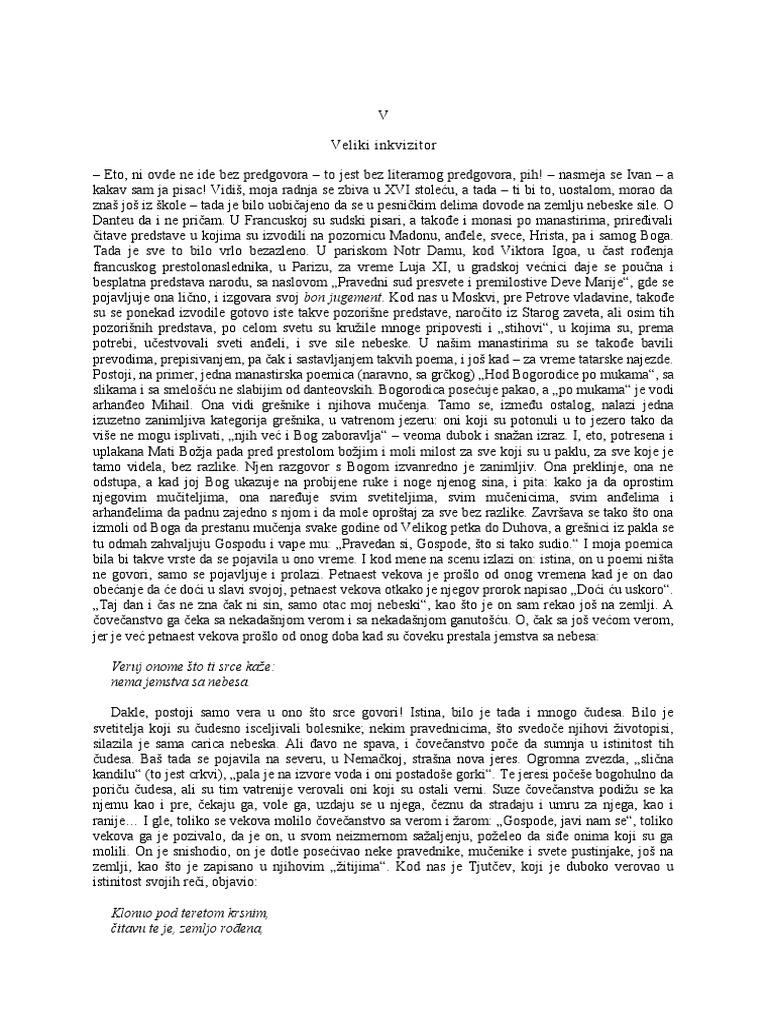 Karamazovi Odlomak - Veliki Inkvizitor | PDF