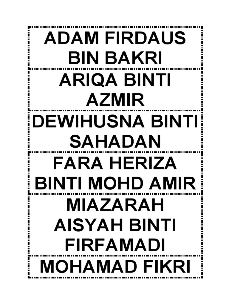 Label Meja Tahun 1 | PDF