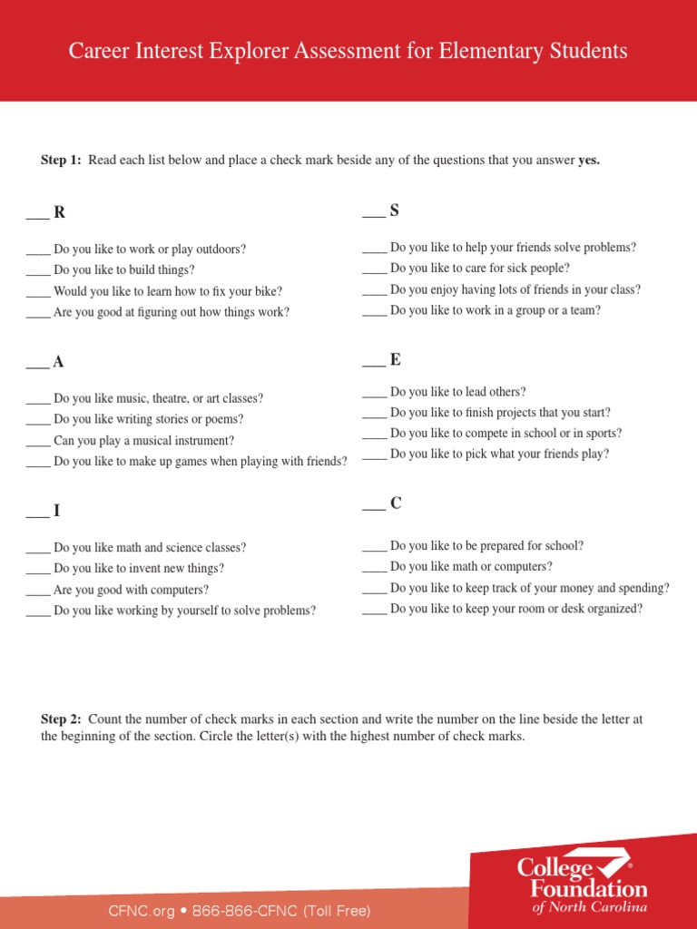 Elementary Career Interest Assessment | PDF | Career & Growth | Art