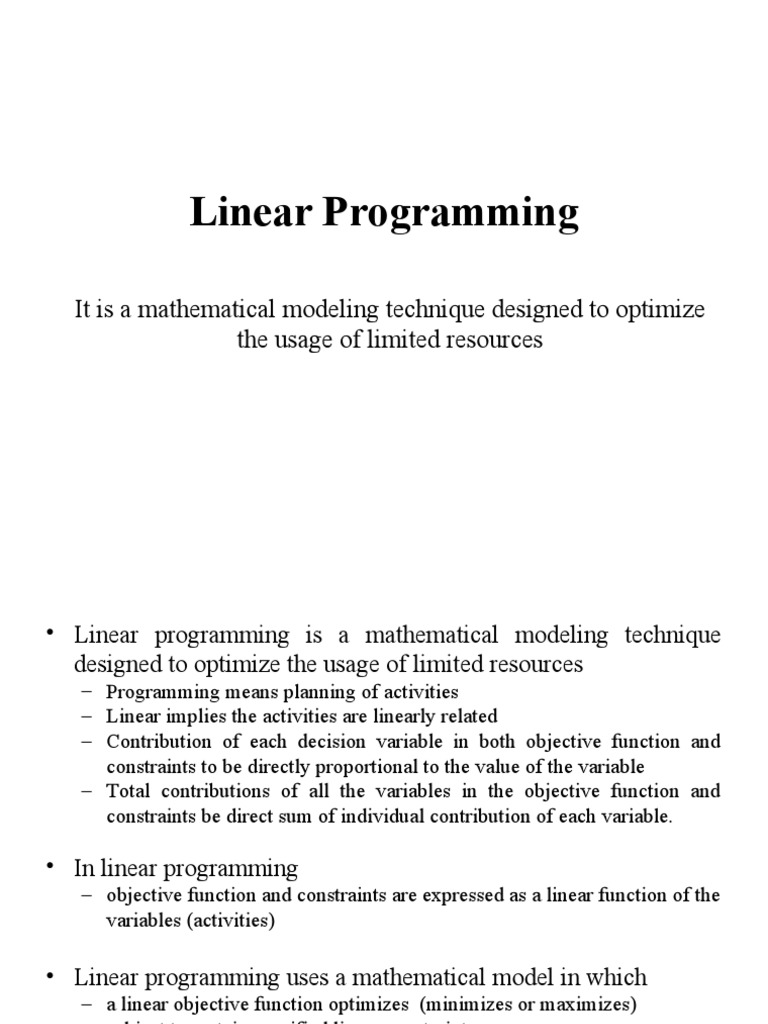 LP Formulation | PDF | Linear Programming | Mathematical Optimization LP Formulation | PDF | Linear Programming | Mathematical Optimization