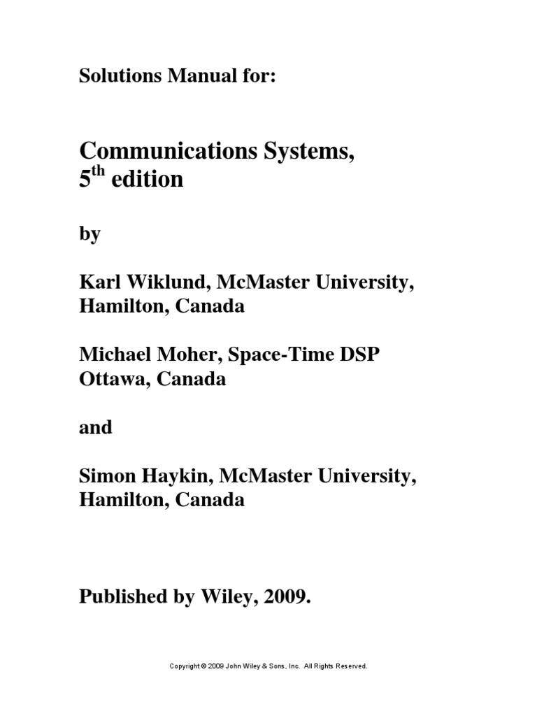 Solutions Manual | PDF | Detector (Radio) | Bandwidth (Signal Processing)