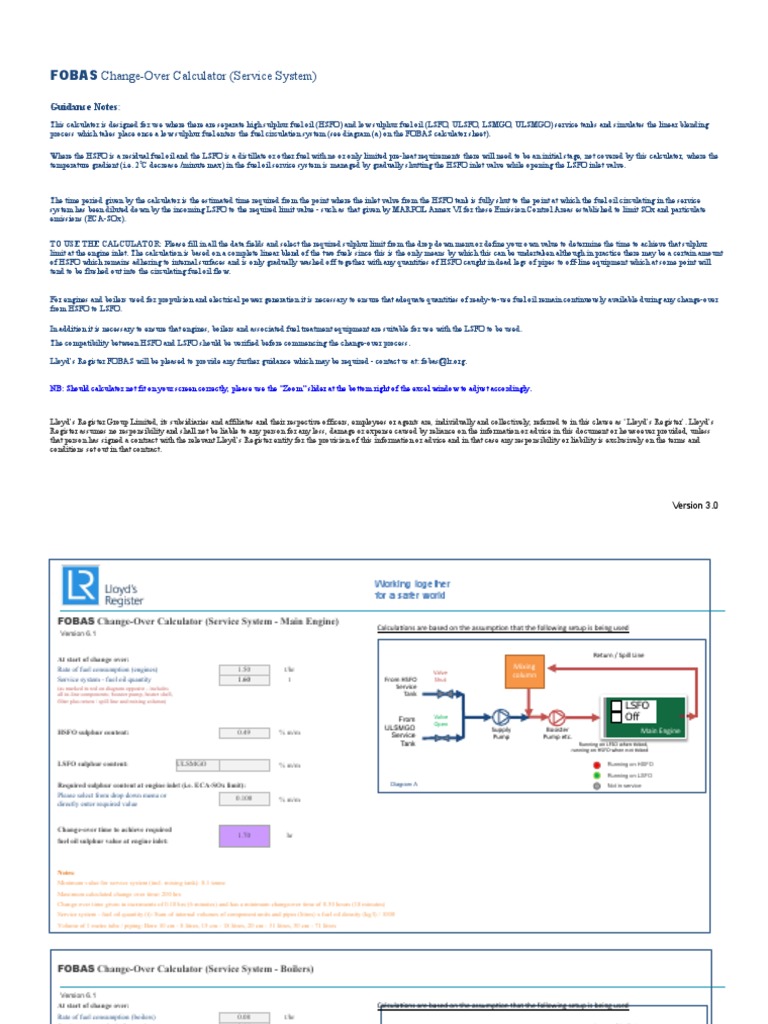 FOBAS Change Over Calculator v6 1 | PDF | Fuel Oil | Pump