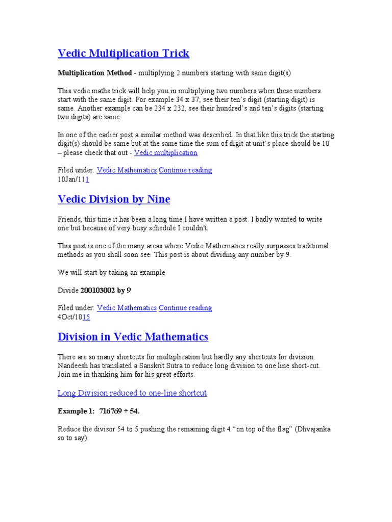 Vedic Multiplication Trick | PDF | Multiplication | Algebra