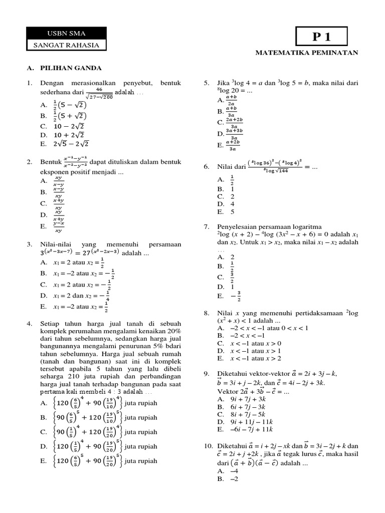 Soal Kisi-Kisi Persiapan UAS 2021 Peminatan (P1) | PDF | Metode & Bahan Ajar