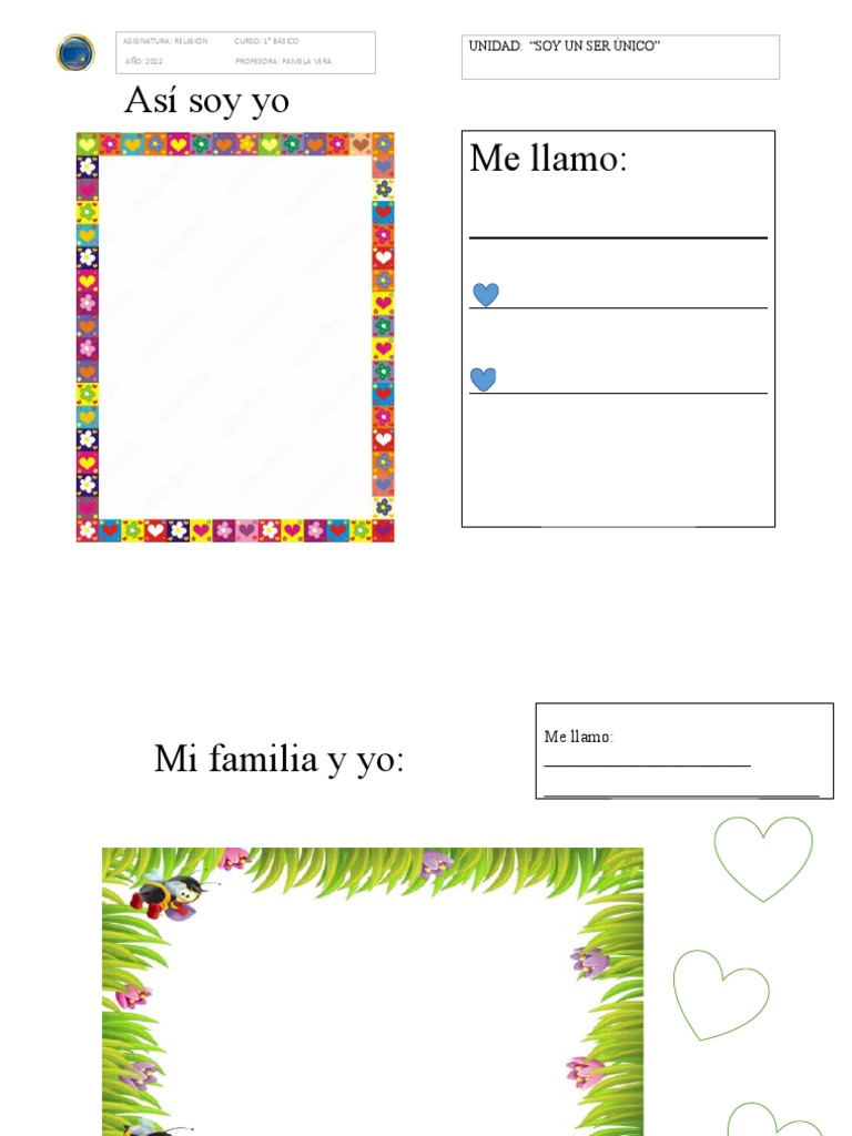 Así Soy Yo - 1° Básico - Semana 1 | PDF