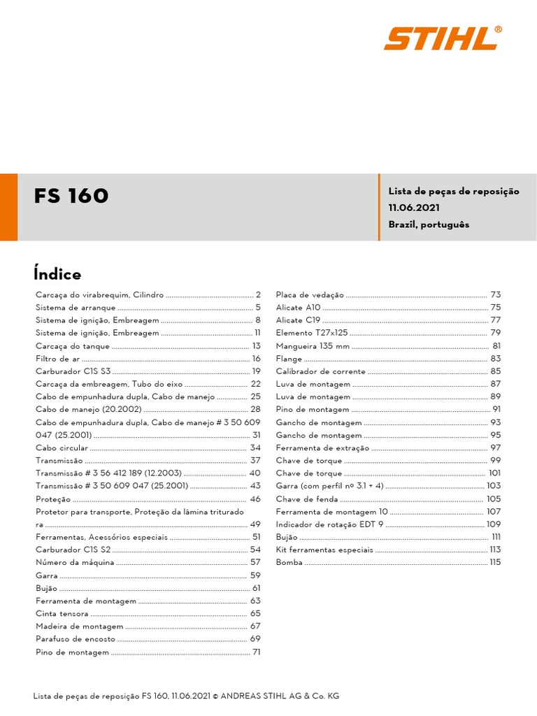 Stihl Fs 160 | PDF | Ferramentas | Componentes