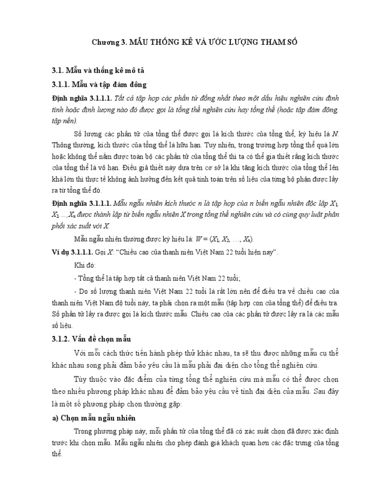 Chương 3. Mau Thong Ke Va Uoc Luong Tham So | PDF
