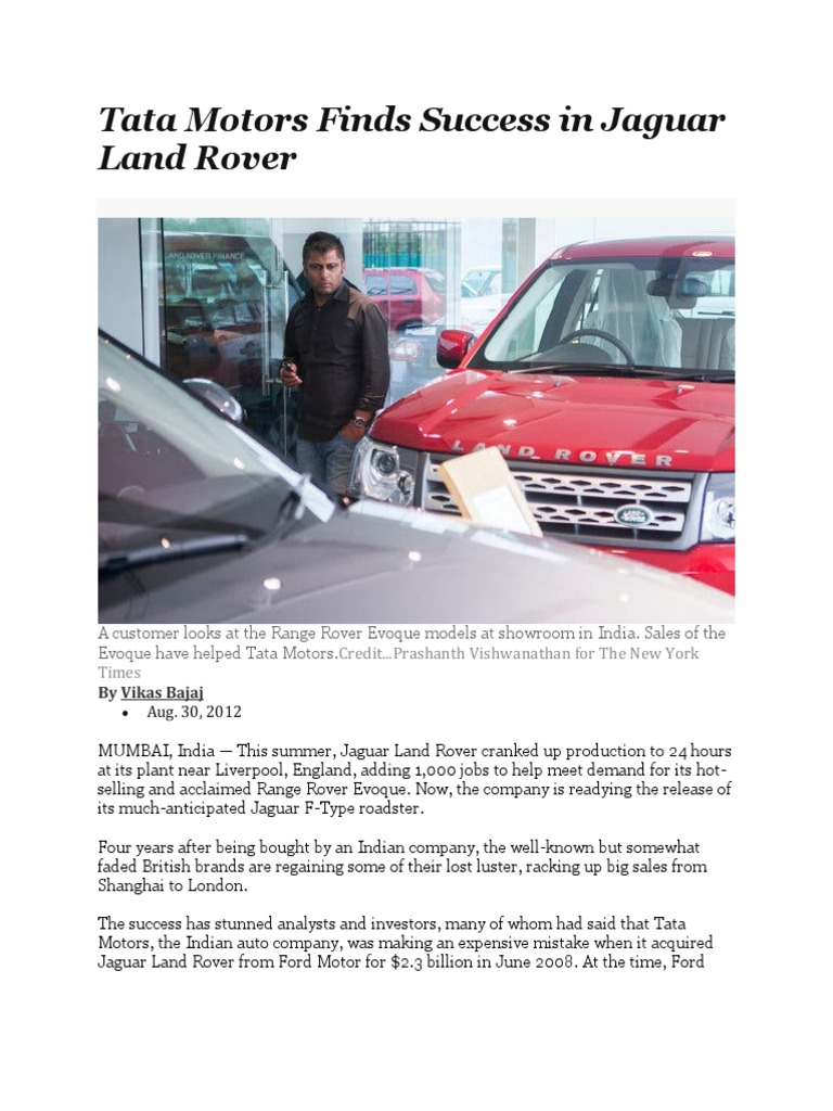 Tata Motors Finds Success in Jaguar Land Rover | PDF | Ford Motor ...