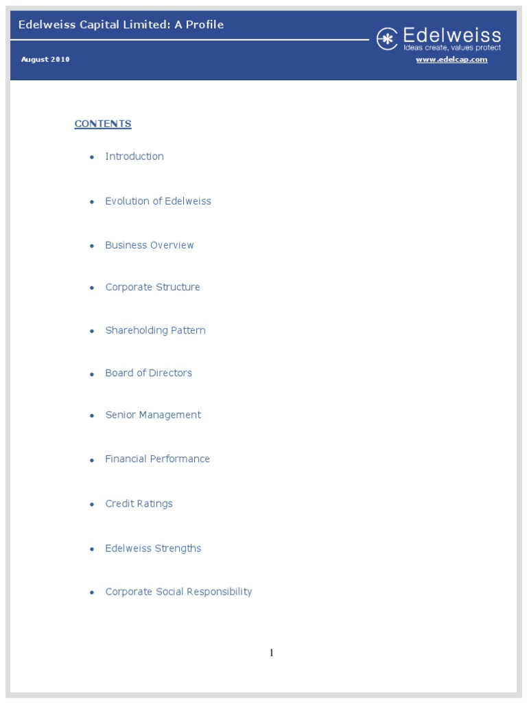 Edelweiss Capital: Financial Services Overview | PDF | Private Equity ...