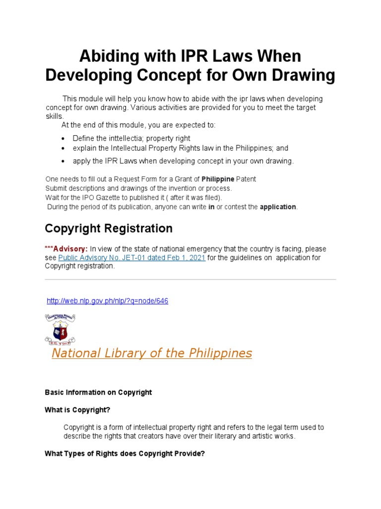 Reference Abiding With IPR Laws When Developing Concept For Own Drawing ...