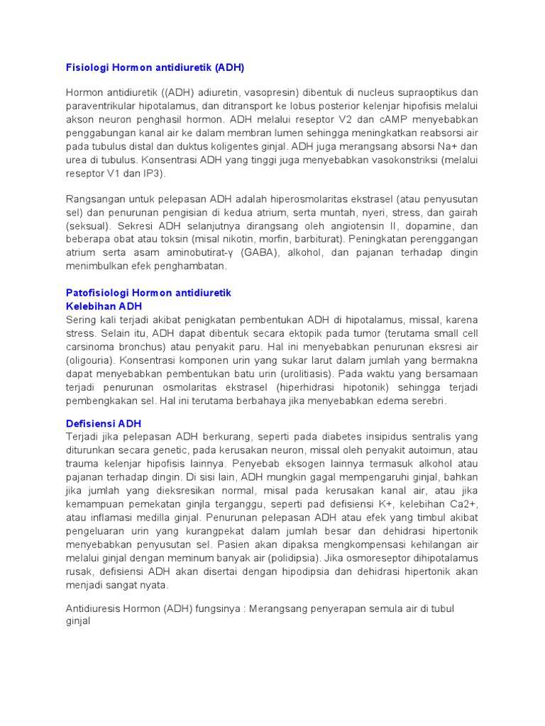 Fisiologi Hormon ADH | PDF