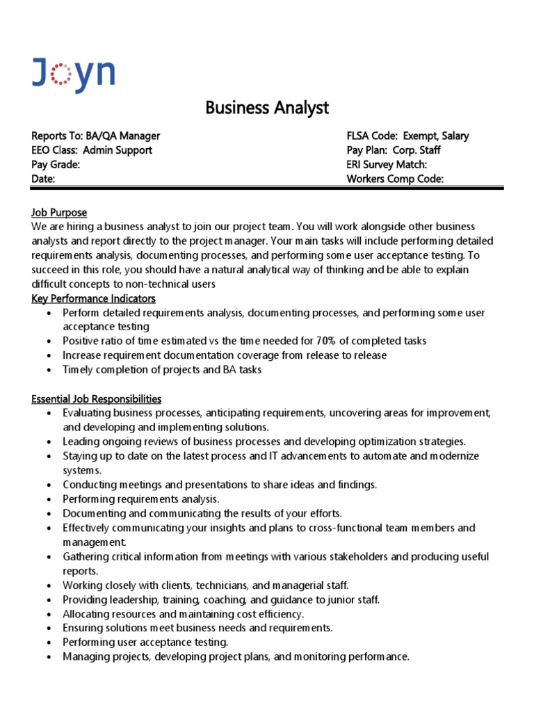 Business Analyst JD | PDF | Business Analysis | Business