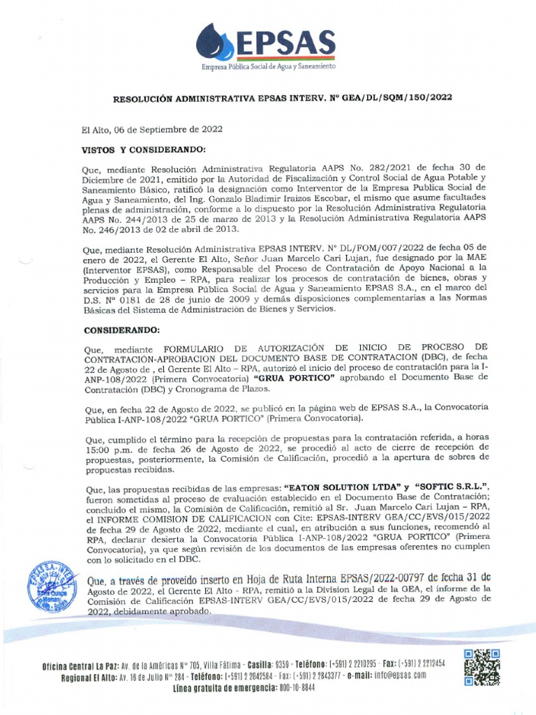 Resolucion de Adjudicacion | PDF