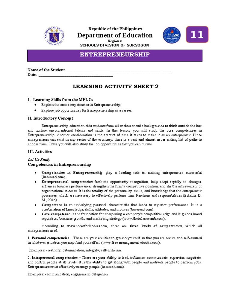 Entrep Week 2 | PDF | Entrepreneurship | Psychological Concepts