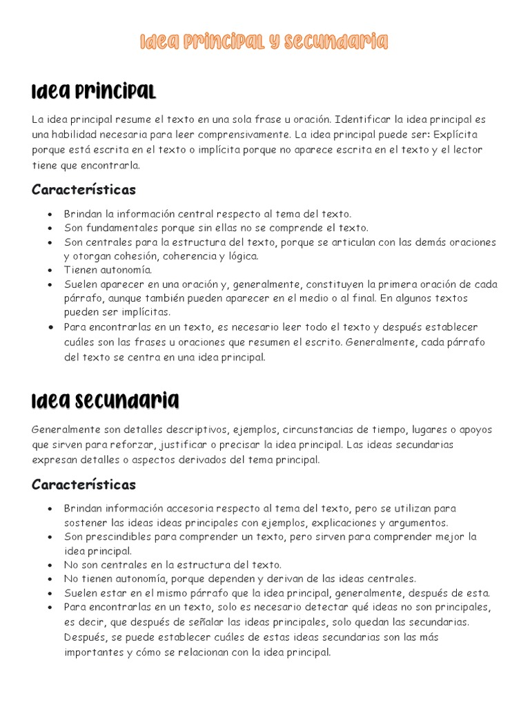 Idea Principal y Secundaria | PDF | Teoría | Verdad