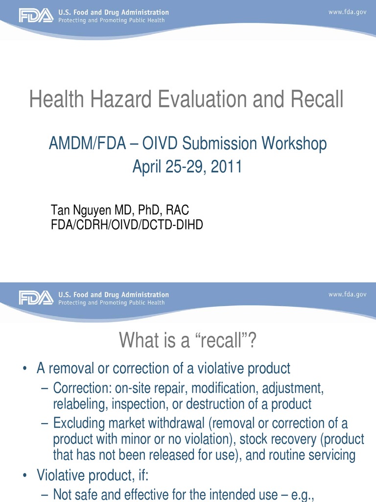 Product Recall FDA | PDF | Food And Drug Administration | Medical Device
