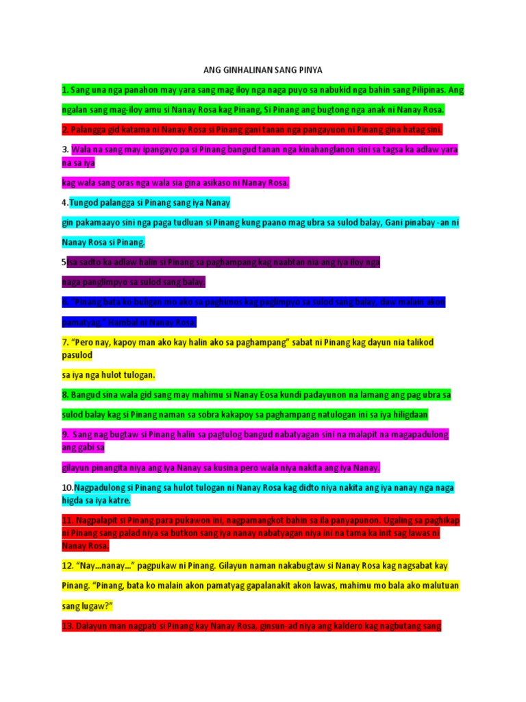 ANG GINHALINAN SANG PINYA With Color Checked | PDF