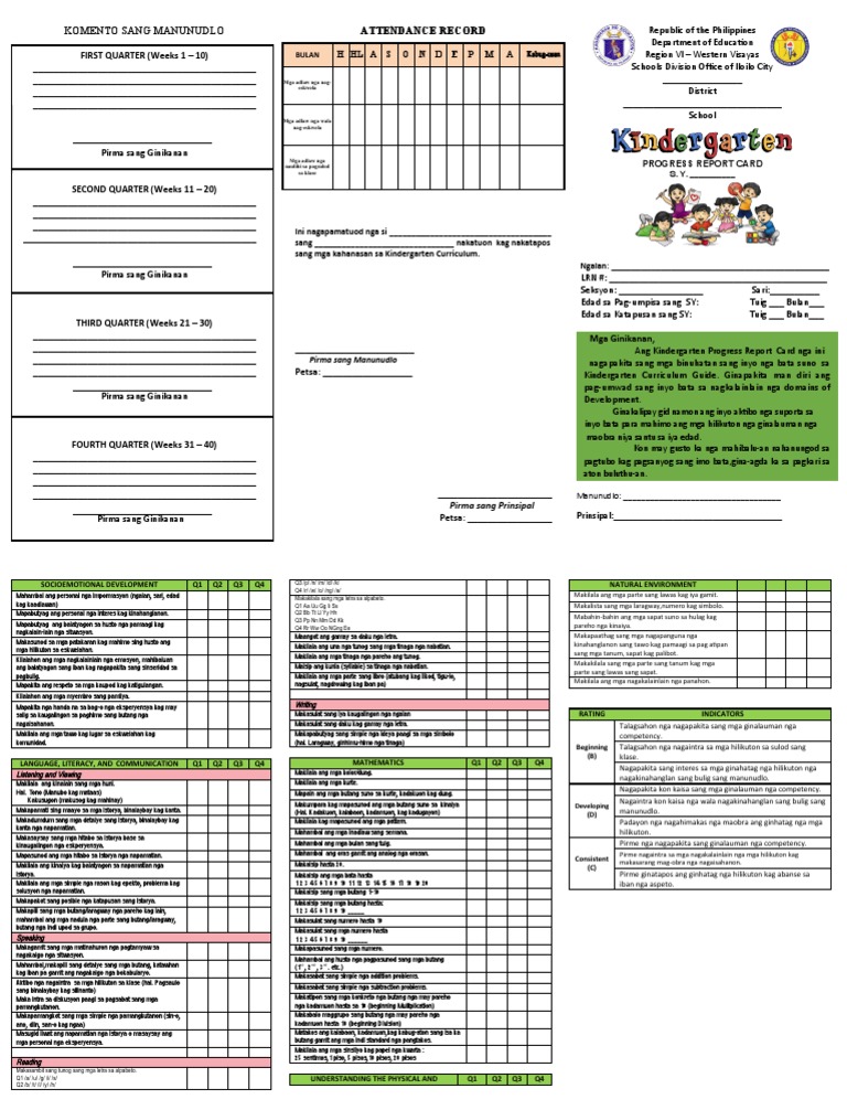 Kinder Report Card 2021 Division | PDF