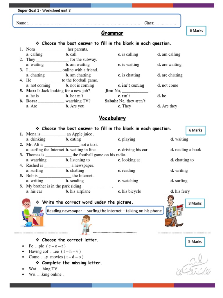 Super Goal 1 - Worksheet Unit 8 | PDF