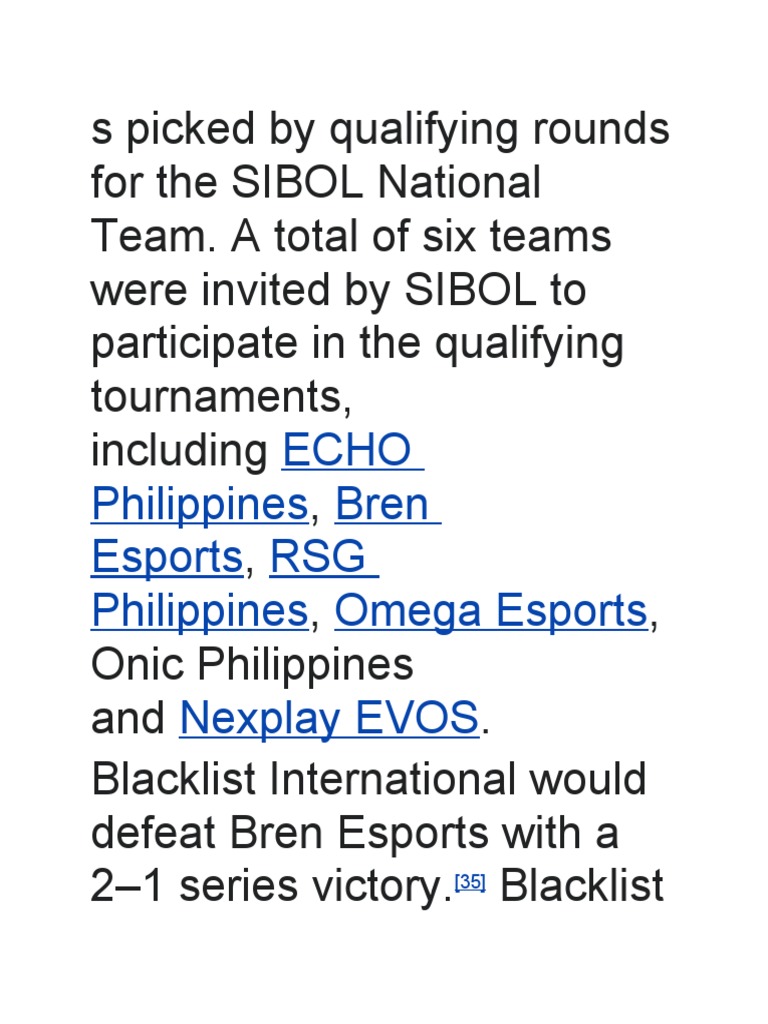 S Picked by Qualifying Rounds For The SIBOL National Team | PDF