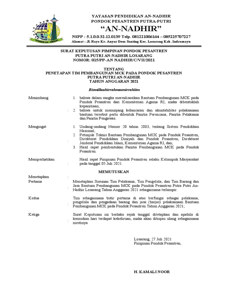 Pupr - MCK Ponpes | PDF