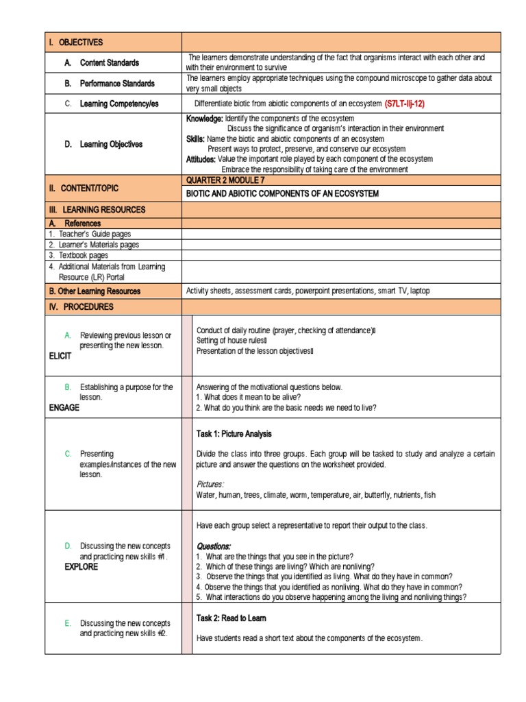 Ecosystem Components: Biotic vs Abiotic | PDF | Learning | Ecosystem