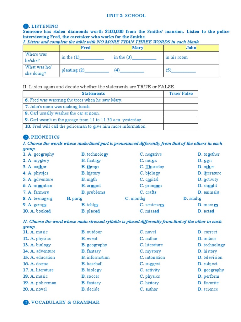 Anh 6 I Learn Smart World Luyện chuyên sâu cả năm có đáp án và file nghe Unit 2 | PDF ...