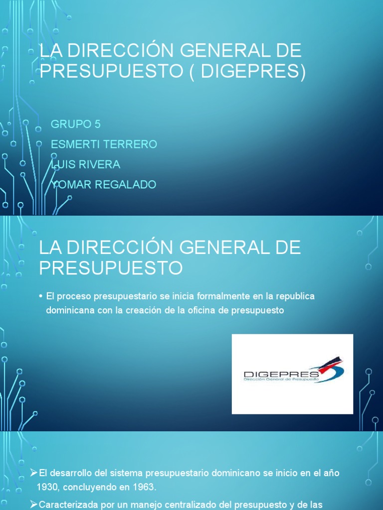 La Dirección General de Presupuesto (DIGEPRES) Exposicion Grupo 5 | PDF ...