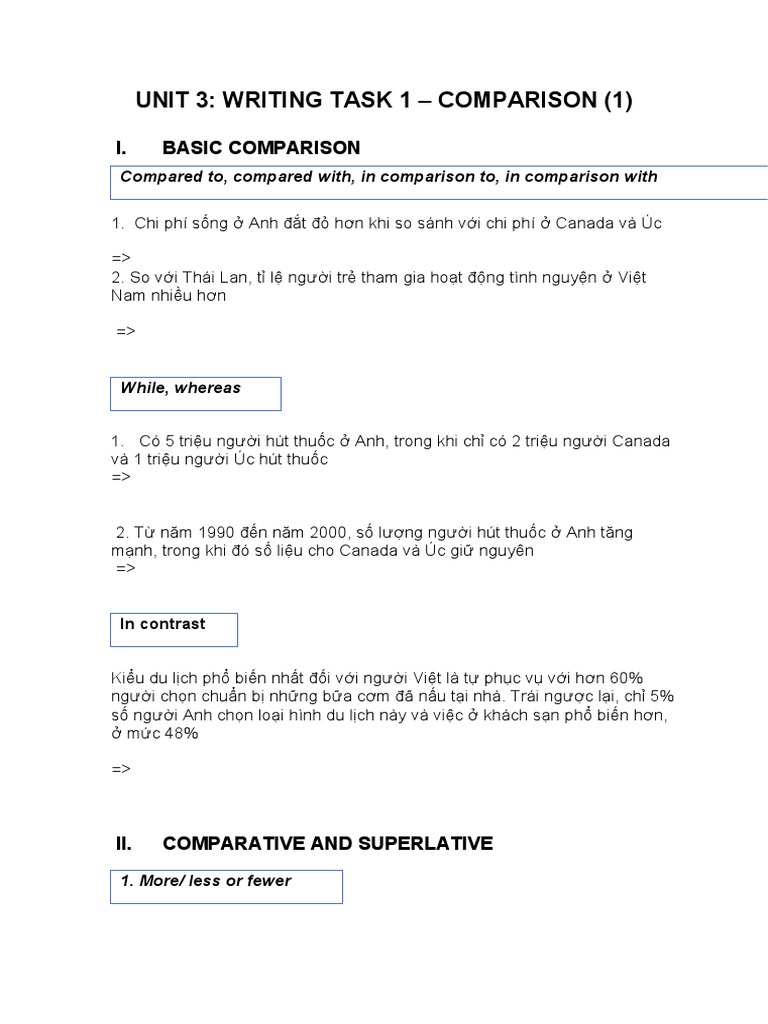 Unit 3 Writing Task 1 Comparison 1 | PDF